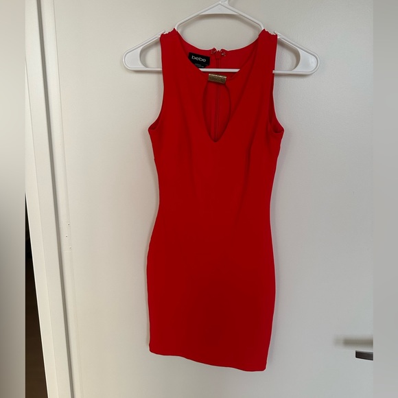 bebe | Dresses | Bebe Red Bodycon Mini Dress Zipper Back | Poshmark